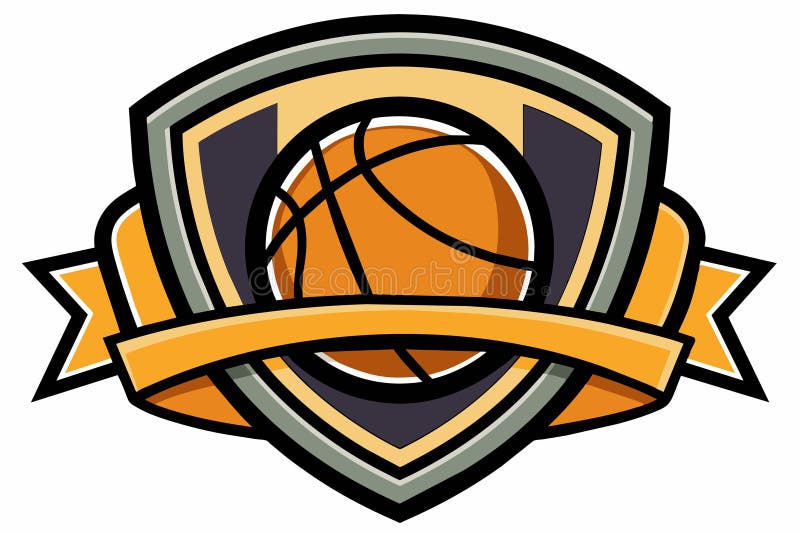 Logo for Basketball Badge with Shield and Ribbon Stock Vector ...