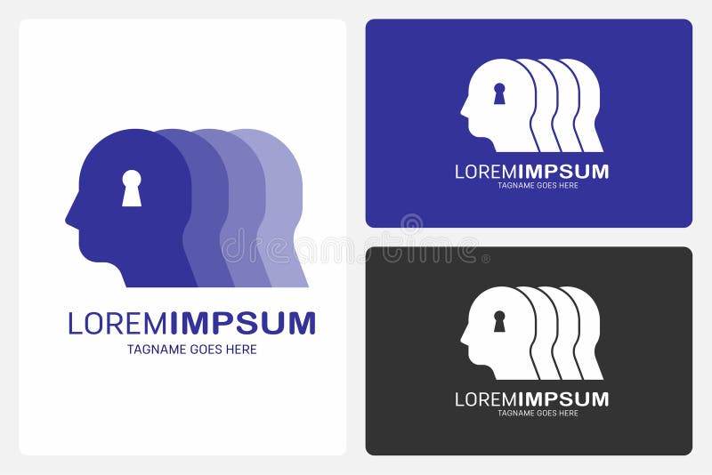 Neuro Unlock Logo Template. this Logo Has Four Human Heads, Overlapping ...