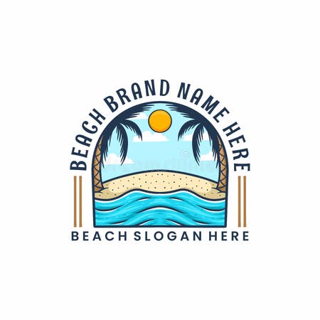 Logo Beach Emblem Summer Cartoon Vector Stock Vector - Illustration of ...