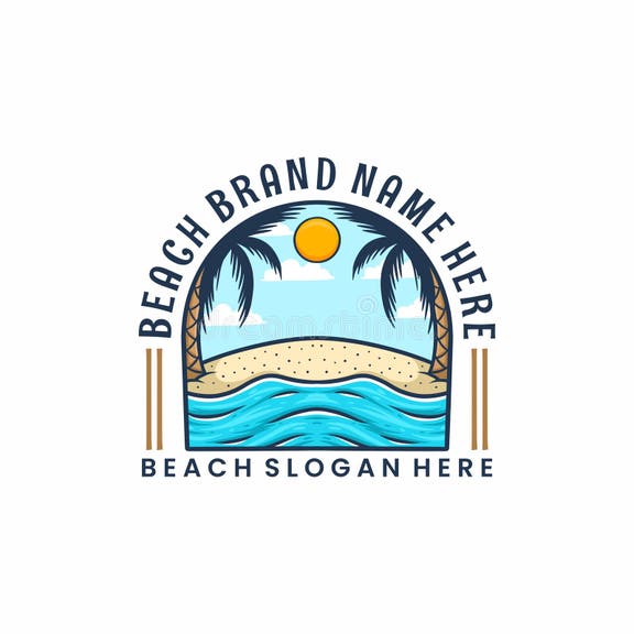 Logo Beach Emblem Summer Cartoon Vector Stock Vector - Illustration of ...