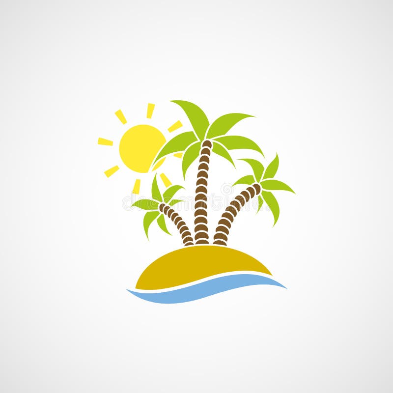 Logo Beach with Palm Trees, the Ocean and the Sun. Stock Vector ...