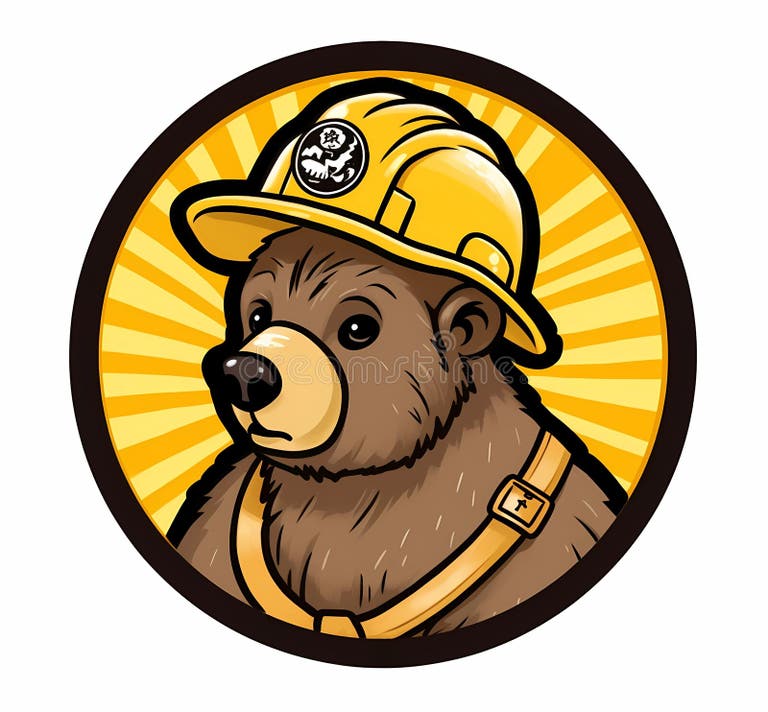Logo Bear Builder, Serious Face, , in a Yellow Helmet Generated AI, Generative Assistant, Stock ...