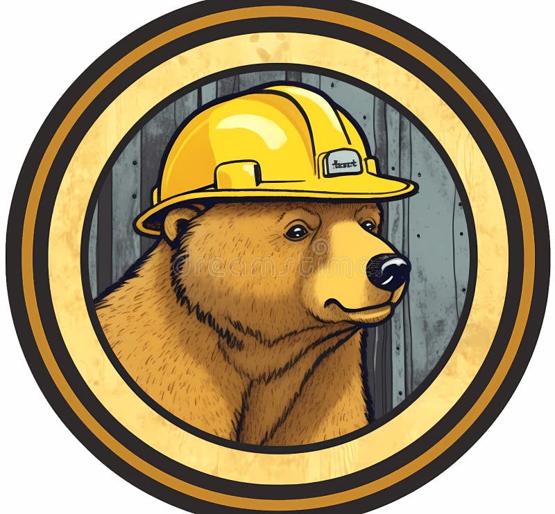Logo Bear Builder, Serious Face, , in a Yellow Helmet Generated AI, Generative Assistant, Stock ...