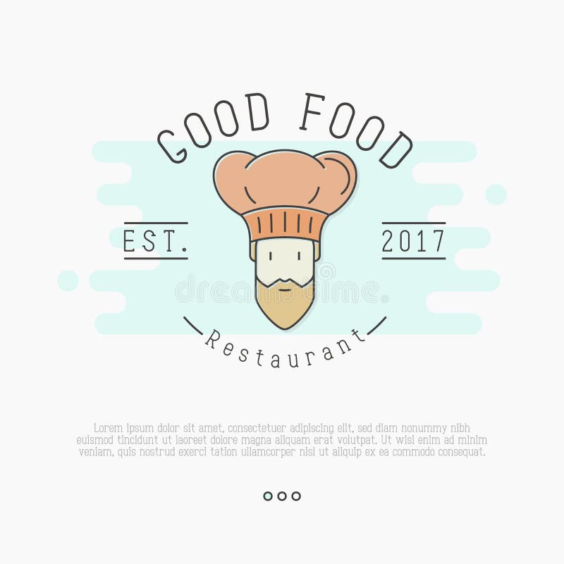Logo with Bearded Chef in Hat for Restaurant Stock Vector ...