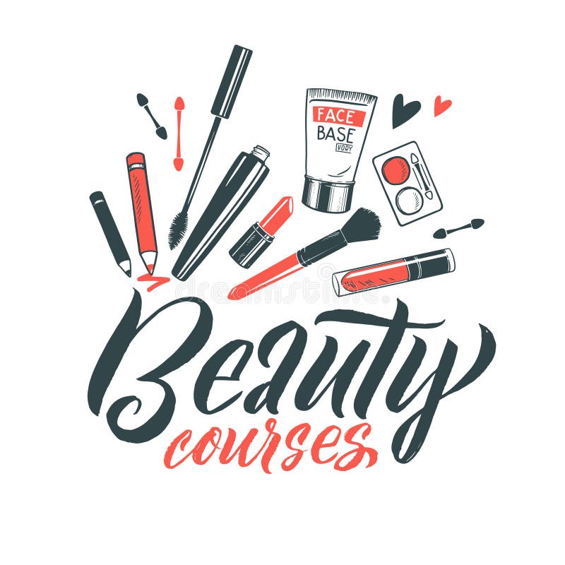Logo Beauty Courses Vector Lettering. Custom Handmade Calligraphy Stock ...