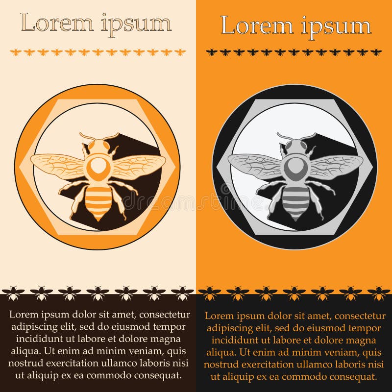 Logo Bee with Space for Text Stock Vector - Illustration of logo, flat ...
