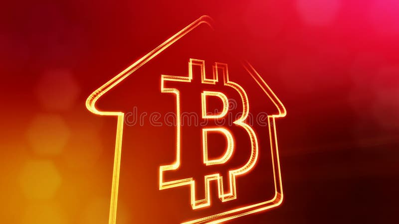 Logo Bitcoin Inside the Emblem of the House. Background Made of Glow ...