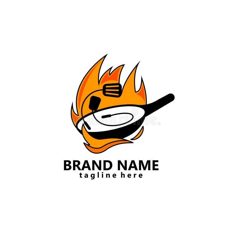 Frying Pan Logo Design Vector Illustration Design Stock Vector ...