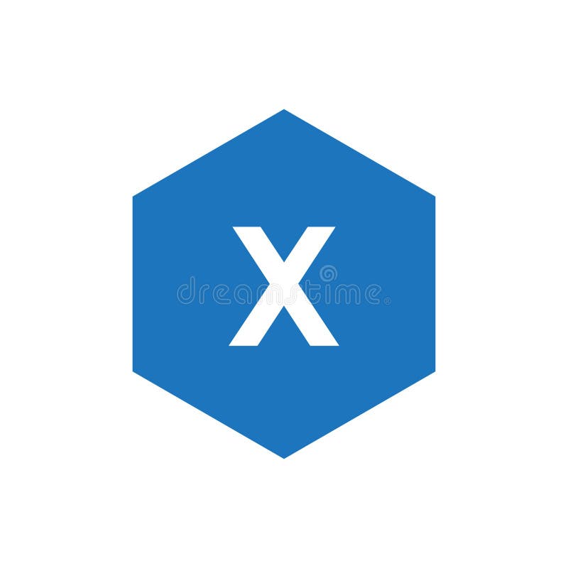 Logo X with a Blue Hexagon Background Stock Illustration - Illustration ...