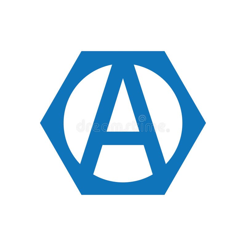 A Logo with a Blue Octagon Frame Shape Stock Vector - Illustration of ...