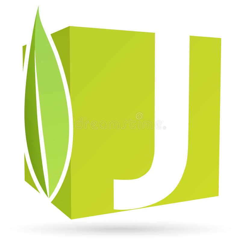 Box Font J with Leaf Color Green Stock Vector - Illustration of ...