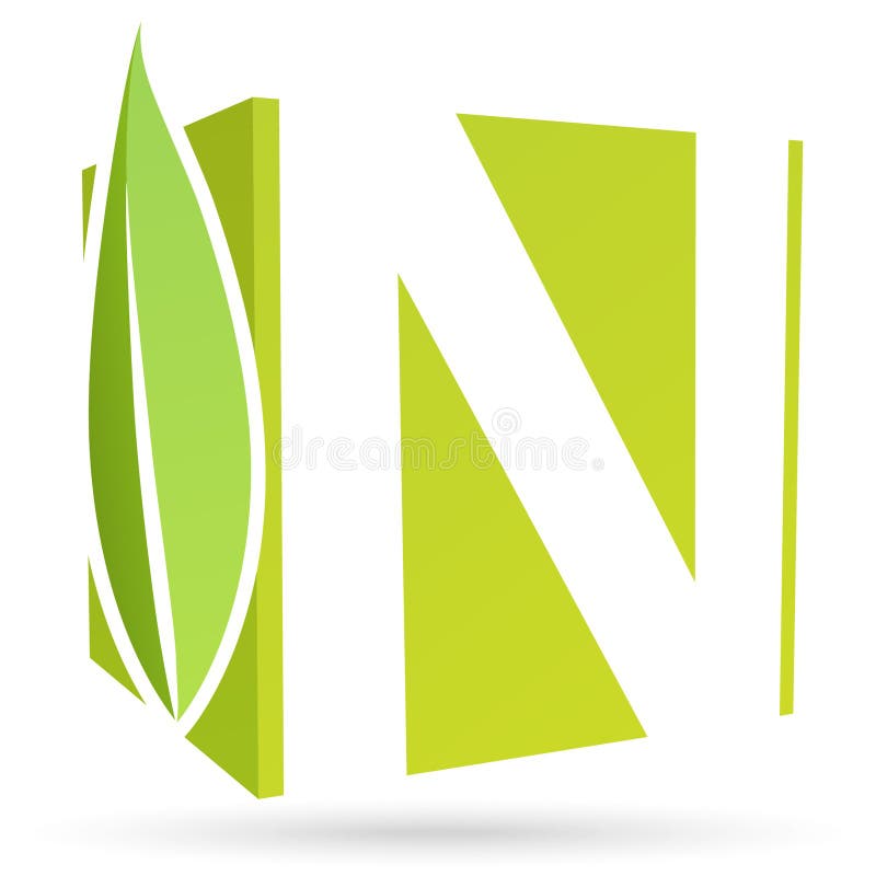 Box Font N with Leaf Color Green Stock Vector - Illustration of ...