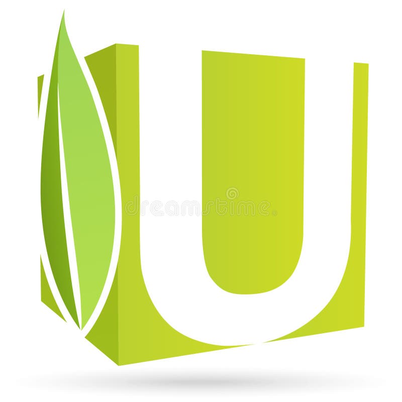 Box Font U with Leaf Color Green Stock Vector - Illustration of spring ...