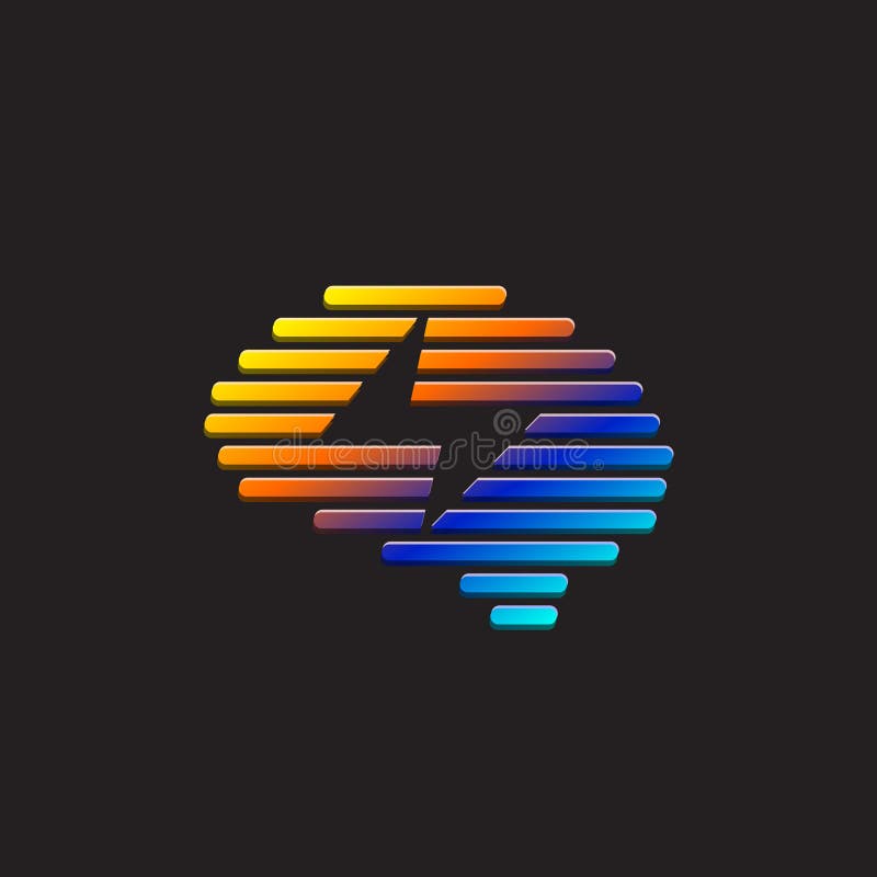 Logo of a Brain in Colorful Lines with a Lightning Bolt Inside Stock ...