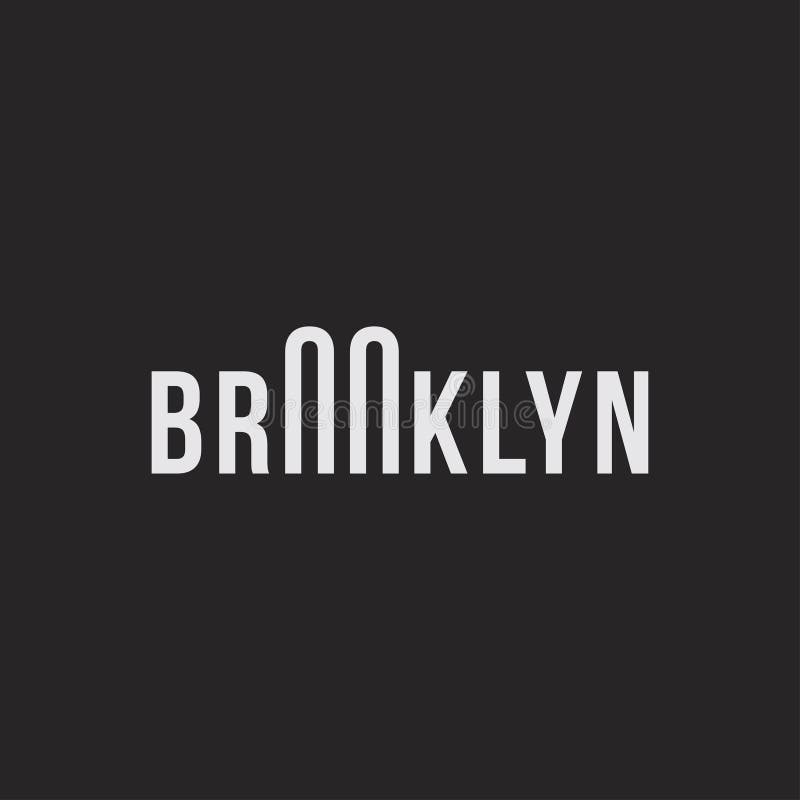 Logo of the Brooklyn Bridge. Silhouette of the Bridge in the Font. Flat ...