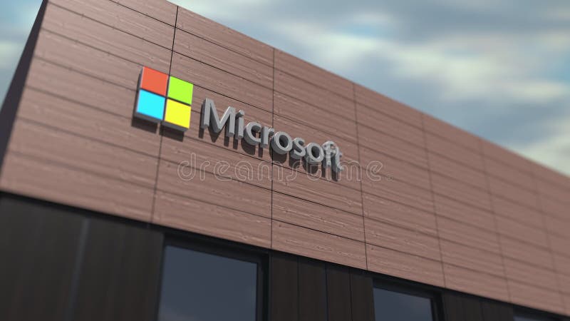 Microsoft Logo on the Building, Editorial Time Lapse 3d Animation Stock ...