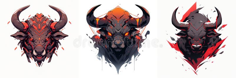 Logo Bull Head Angry Silhouette Stock Illustration - Illustration of ...