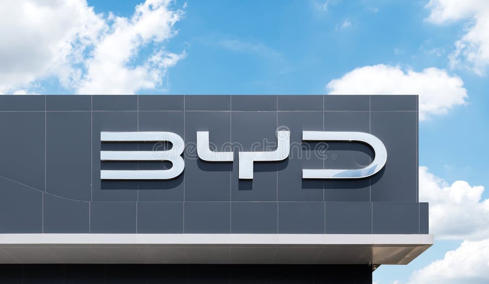 Logo BYD on Buliding with Blue Sky Background Editorial Photography ...
