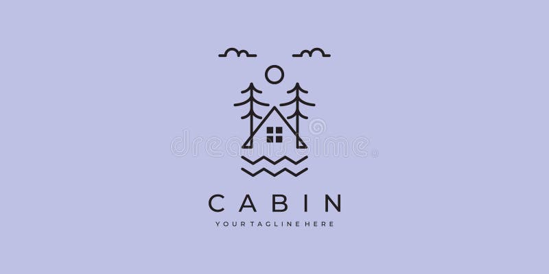 Logo Cabin Line Art Minimalist Simple Vector Logo Illustration Design ...