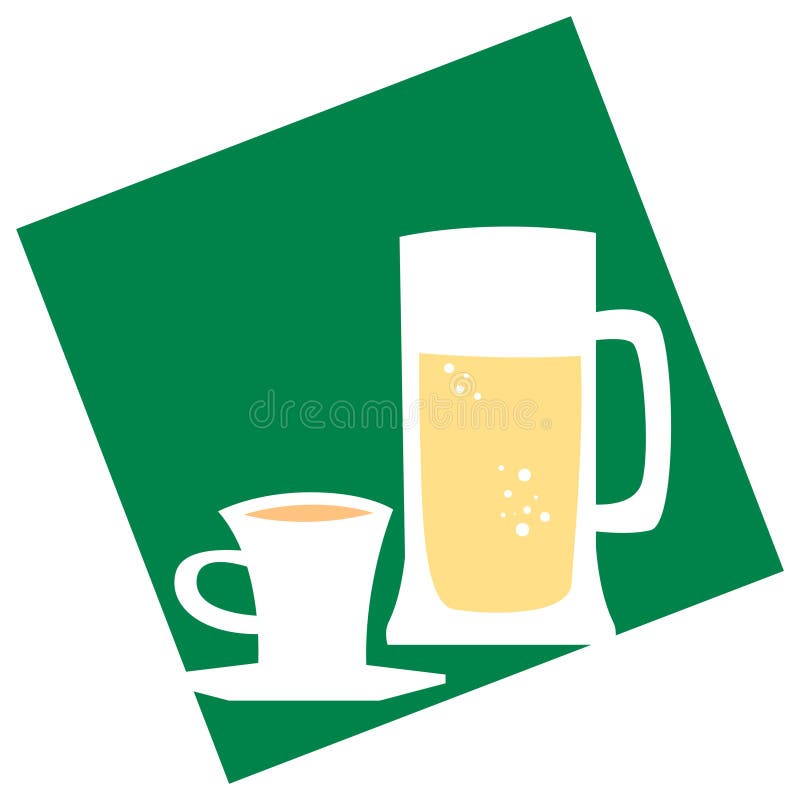 Logo for Cafe, Bar. a Glass of Beer and a Cup of Tea. Print ...