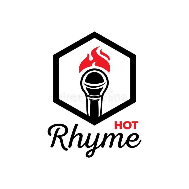 Logo Caldo Di Rima Con Il Microfono Su Fuoco Illustrazione Vettoriale ...