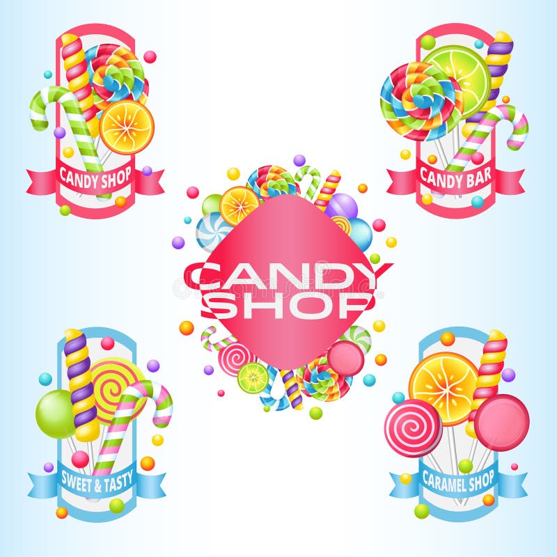 Logo for a Candy Store Featuring Realistic Lollipops. Stock Vector ...