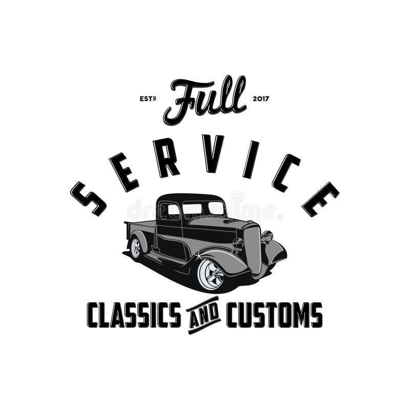 Retro Car Service Sign. Vector Illustration with the Image of an Old ...