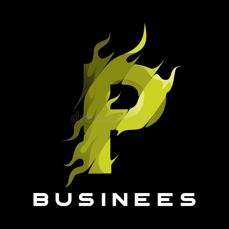 Logo Letter P Fire Green stock vector. Illustration of logotype - 271956641