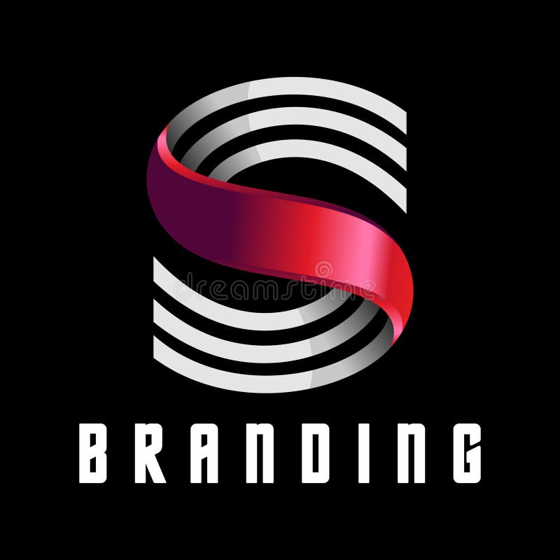 Logo Element Letter S Red White Simple Color Stock Vector ...