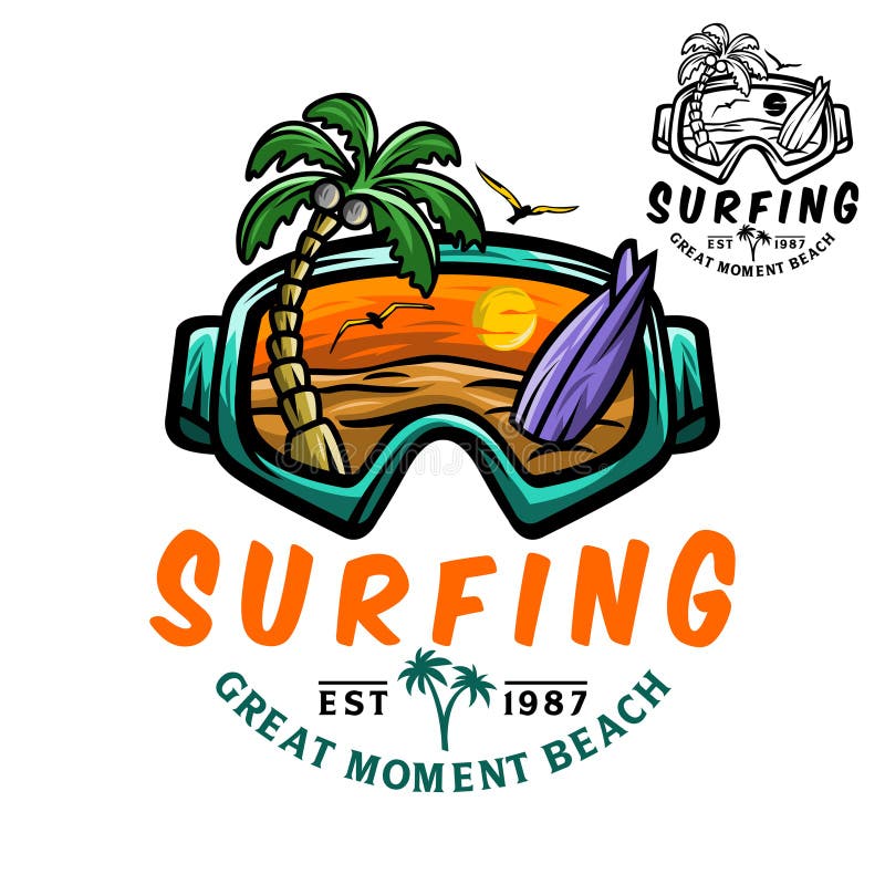 Logo Surfing Beach Sunset stock vector. Illustration of surf - 271968304