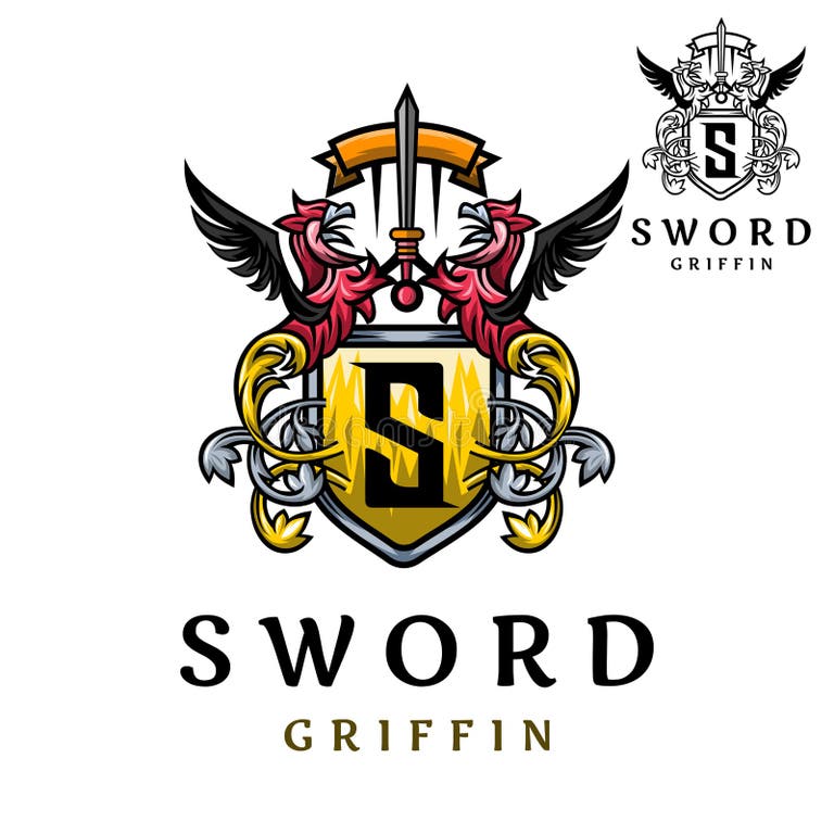 Logo Sword Griffin Letter S Stock Vector - Illustration of sword ...