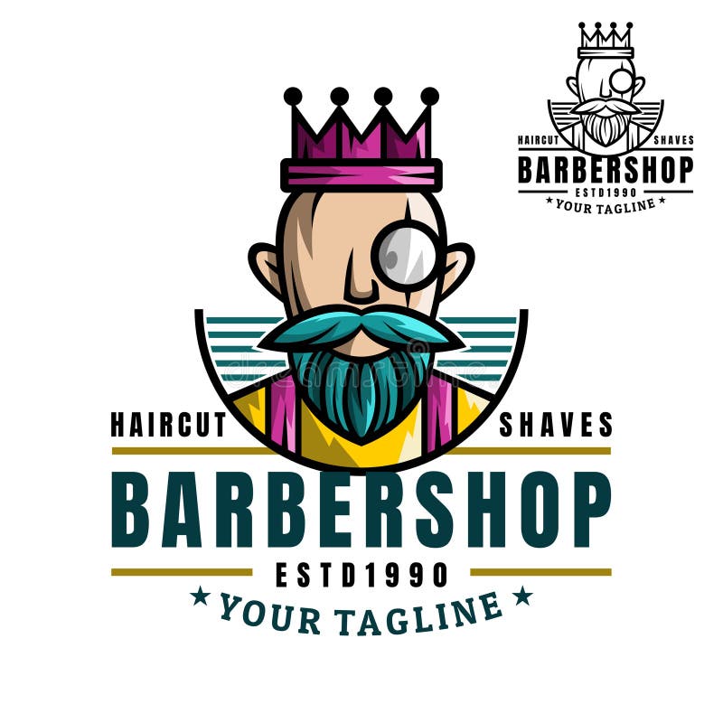 Logo King Barbershop stock vector. Illustration of drawing - 271968451