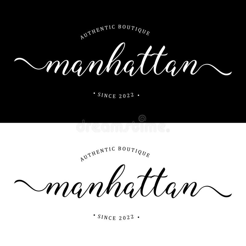 Typography Logo Manhattan Boutique Stock Vector - Illustration of text ...