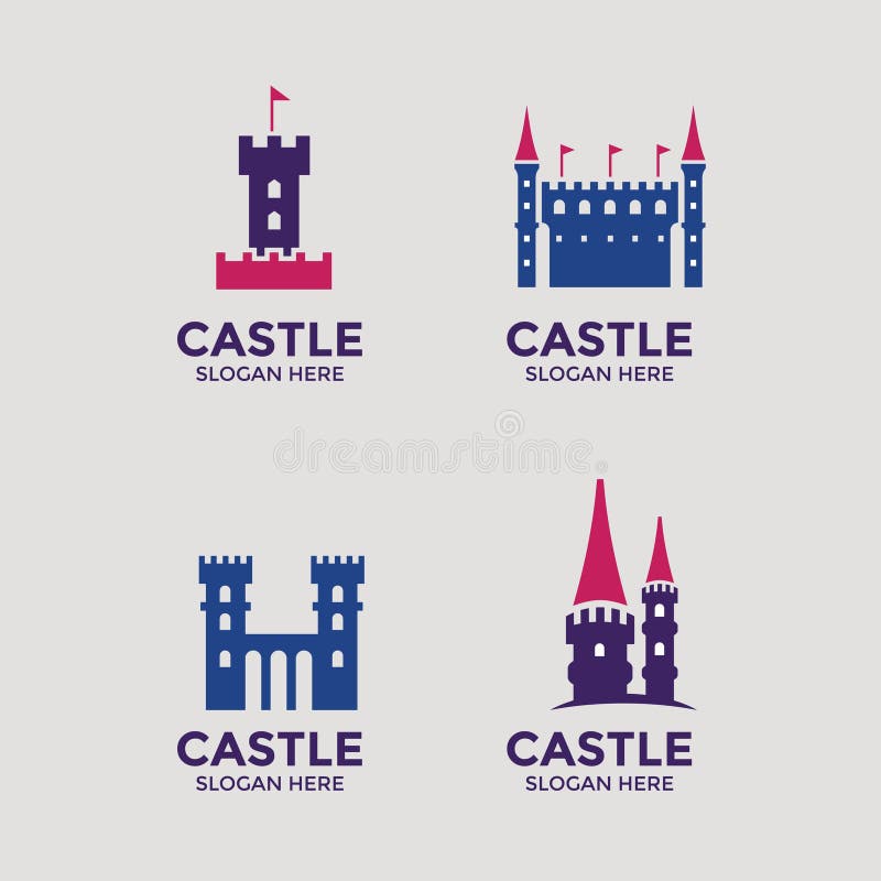 Castle logo or emblem set stock vector. Illustration of travel - 344814508