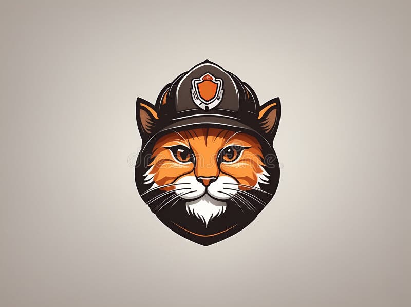 Logo of a Cat As Fire-fighter. Ai Generated Stock Illustration ...