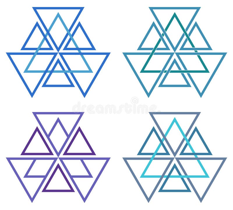 Unique Geometric Logo. Triangles are Taken As a Basis. Four Options ...