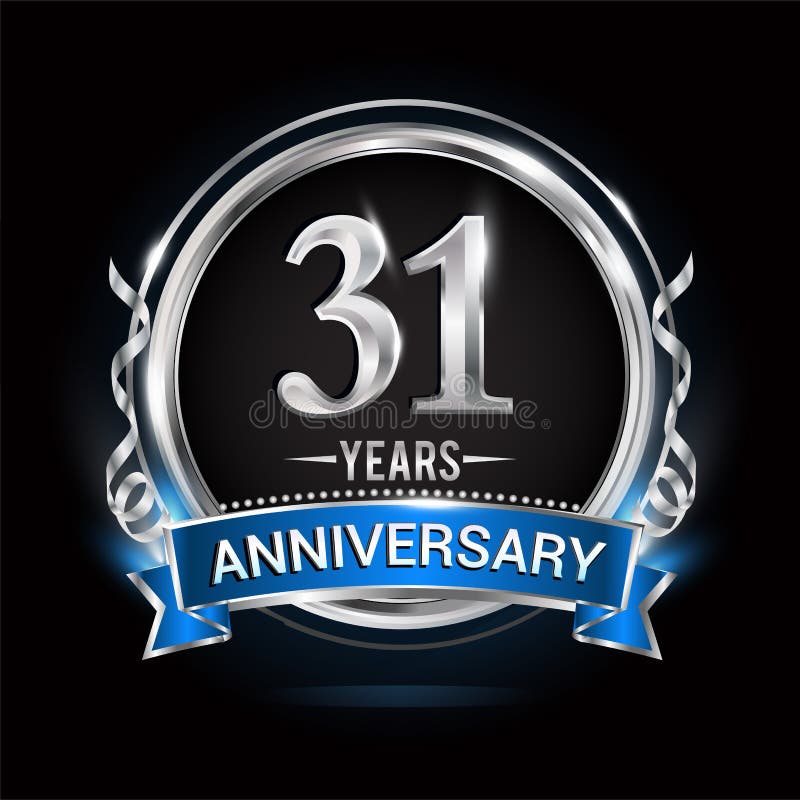 Celebrating 31st Years Anniversary Logo. with Silver Ring and Blue ...