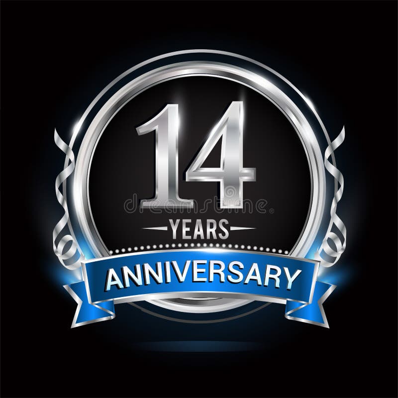 14th Silver Anniversary Logo with Laurel Wreath, Ribbon and Silver Ring ...