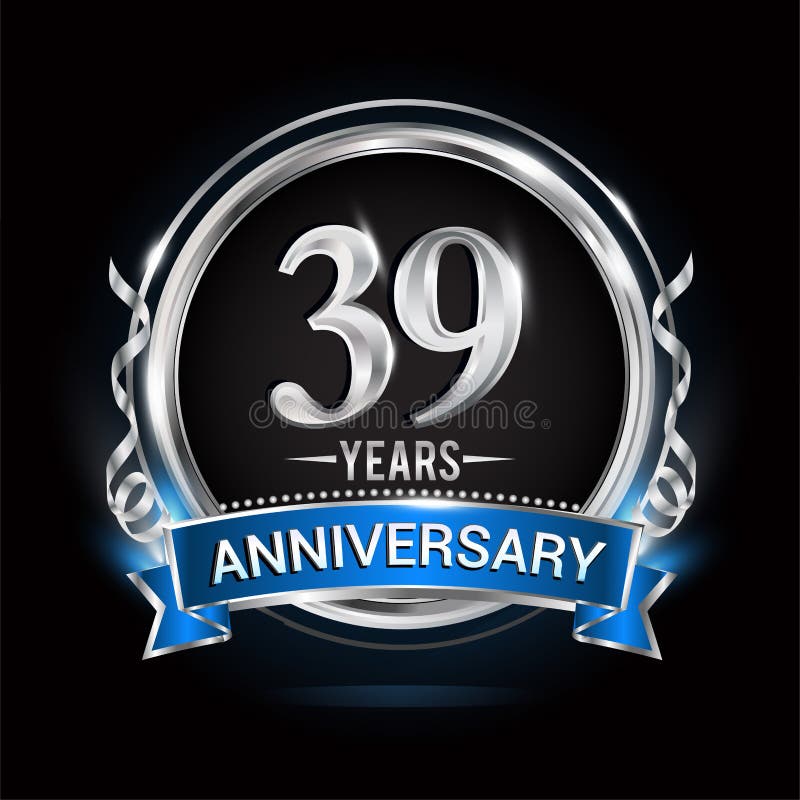 Logo Celebrating 39th Years Anniversary with Silver Ring and Blue ...