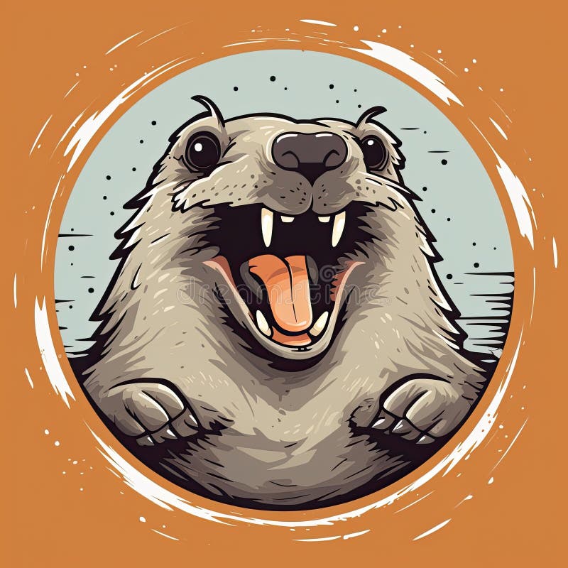 Logo of a Cheerful Mole in a Circle on a Brown Background, Illustration ...