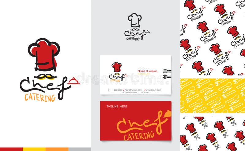 Logo of Chef Catering with Name Card and Pattern Stock Vector ...