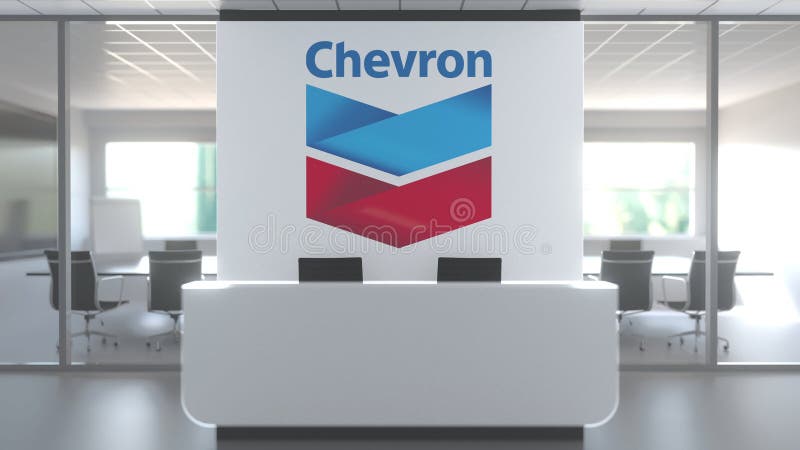 Logo of CHEVRON CORPORATION on a Wall in the Modern Office, Editorial ...