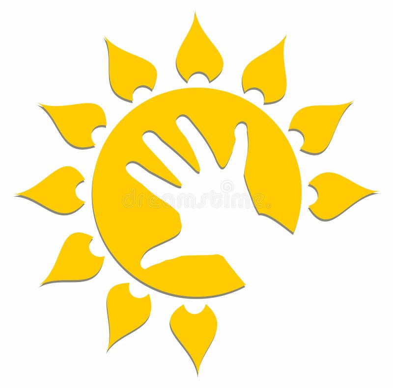 Logo with a Children S Hand and the Sun. Stock Vector - Illustration of ...