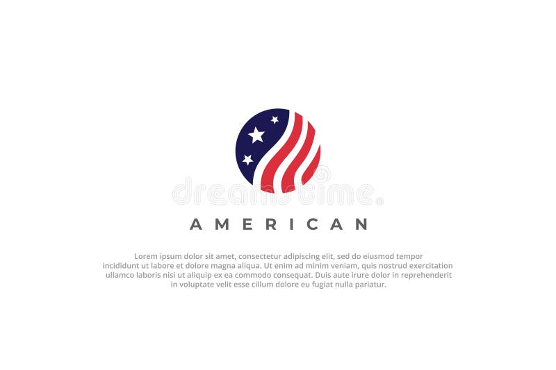 Logo Circle American Flag Wave Stock Illustration - Illustration of ...