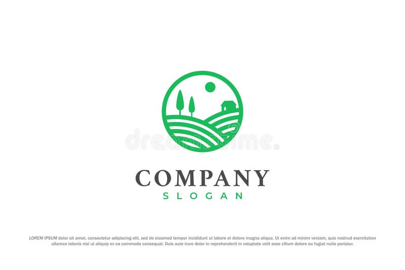 Logo Circle Farm Green Tree Stock Illustration - Illustration of ...