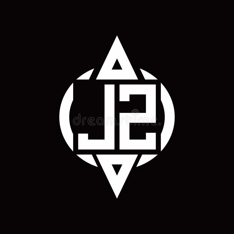 JZ Logo with Circle Rounded Combine Triangle Top and Bottom Side Design ...