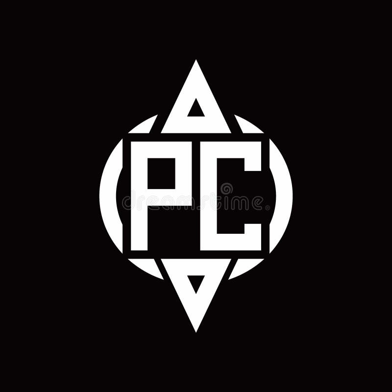 PC Logo with Circle Rounded Combine Triangle Top and Bottom Side Design ...