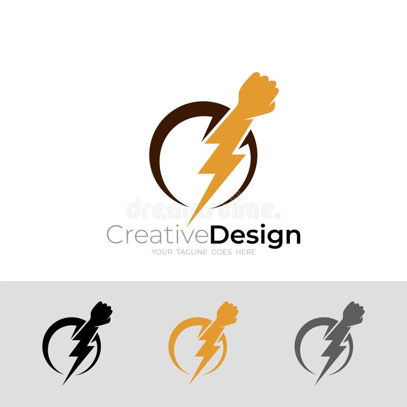 Logo of Clenched Fist and Lightning Flash Forming a Circle Stock ...