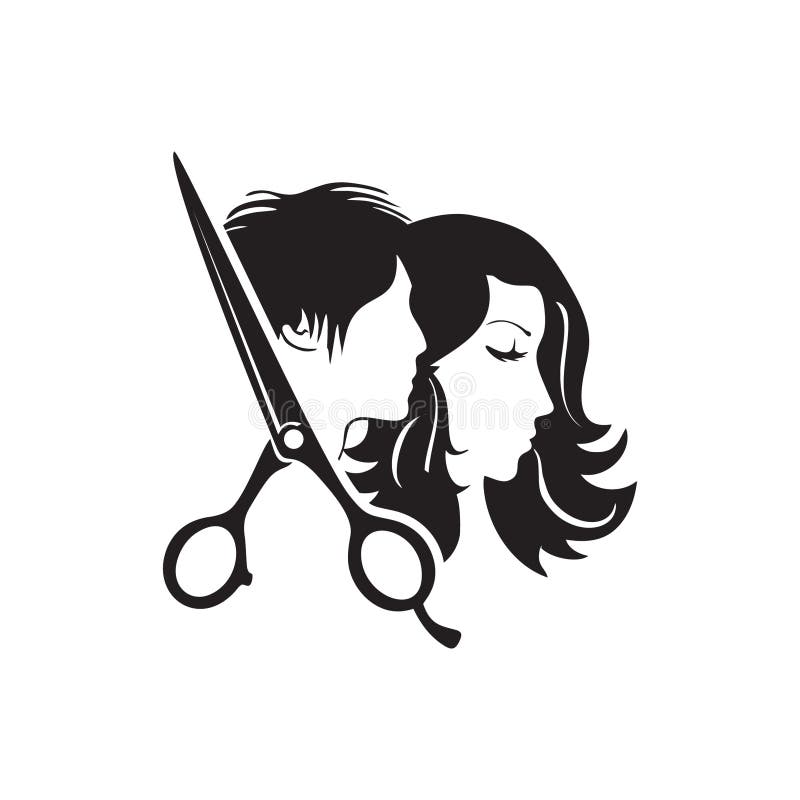 Logo Coiffeur Logo Salon De Beauté Avec Silhouette Homme Et Femme