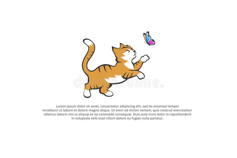 Logo Colored Orange Cat Play Catch Butterfly Stock Illustration ...